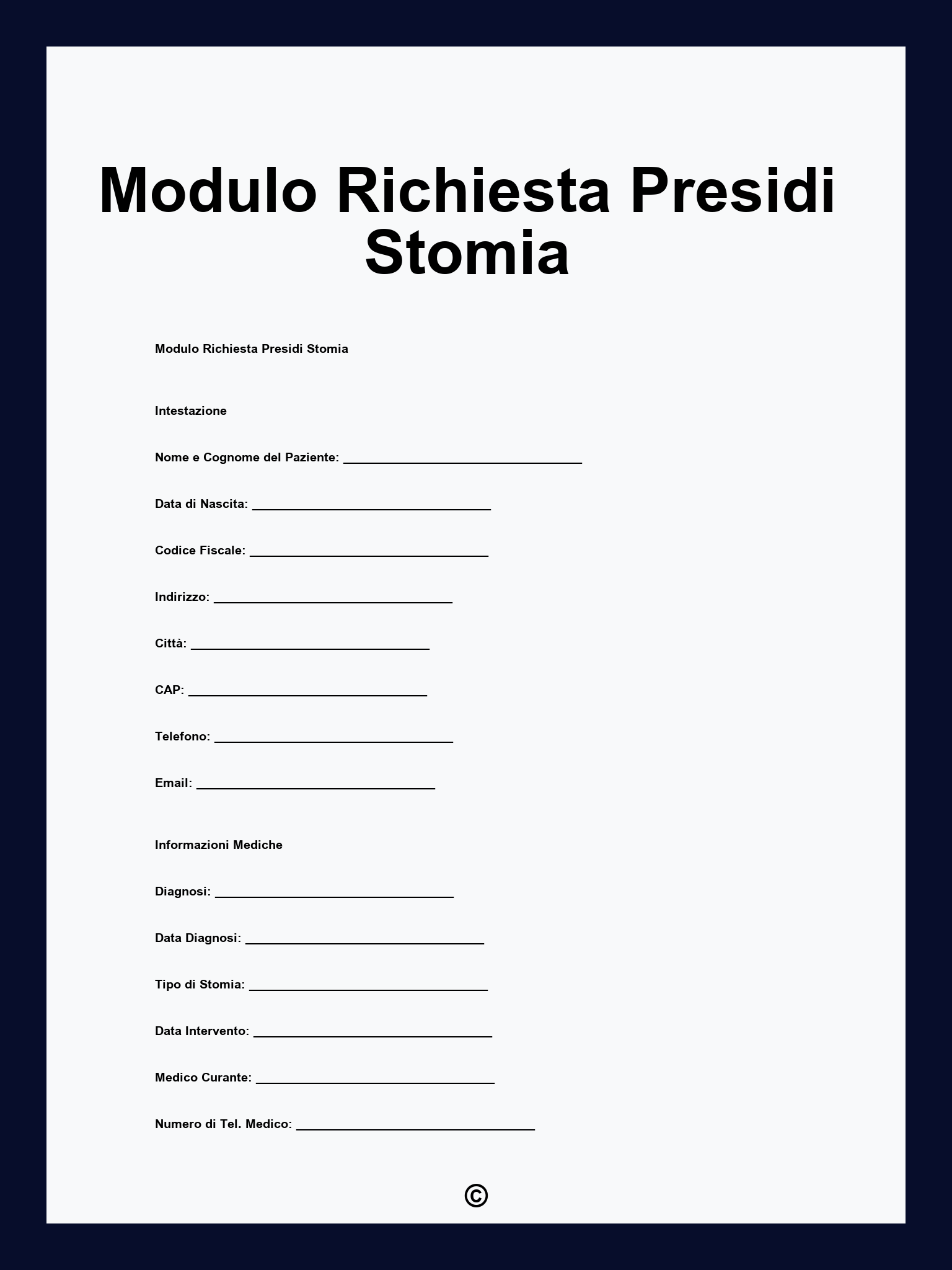 Modulo Richiesta Presidi Stomia